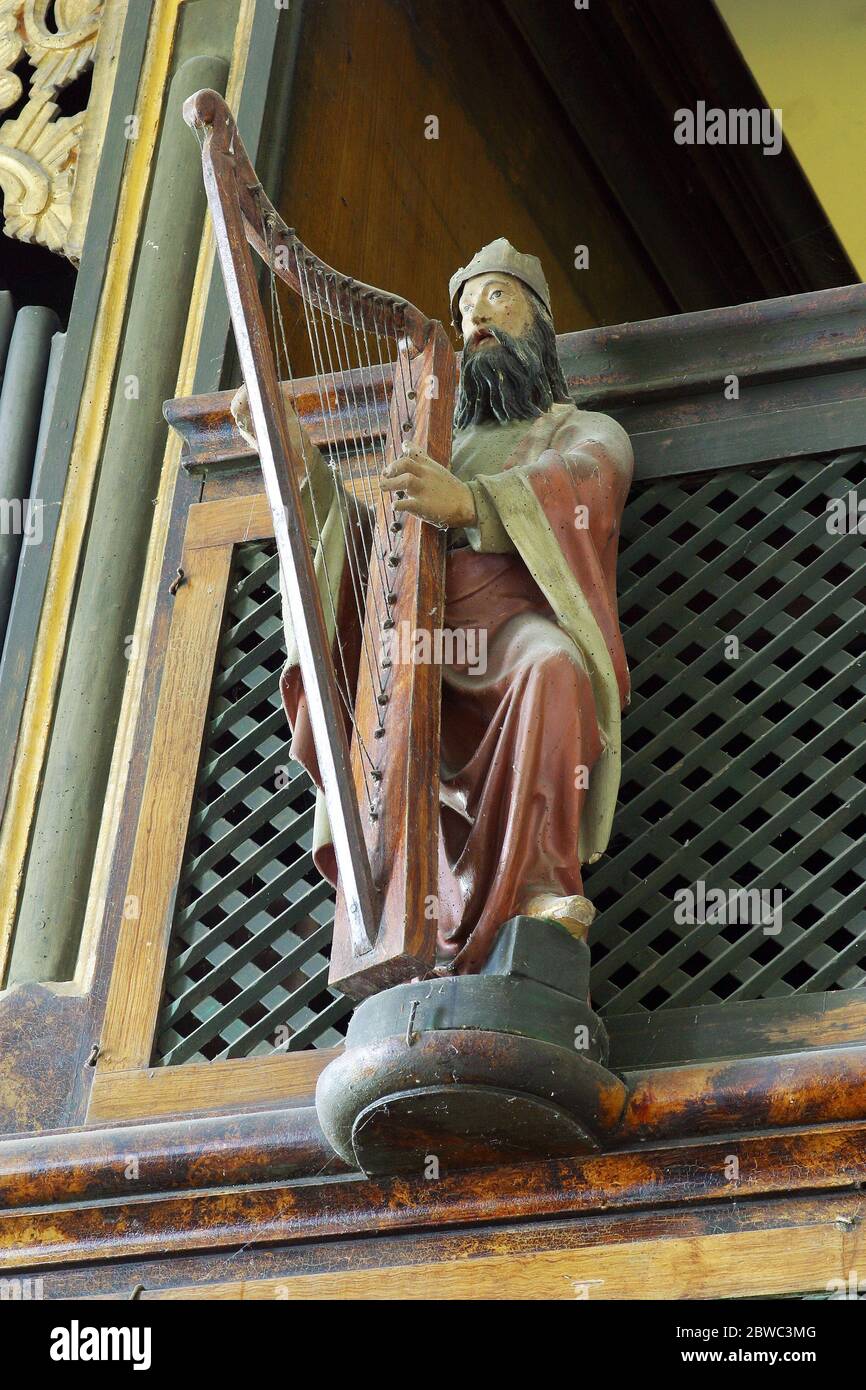 King David, organ statue in the parish church of St. Catherine of ...
