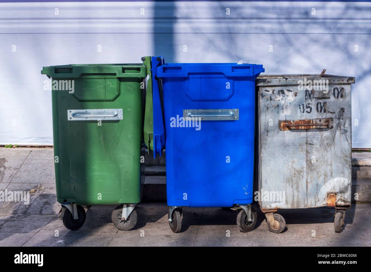 trash bins on the street Stock Photo - Alamy