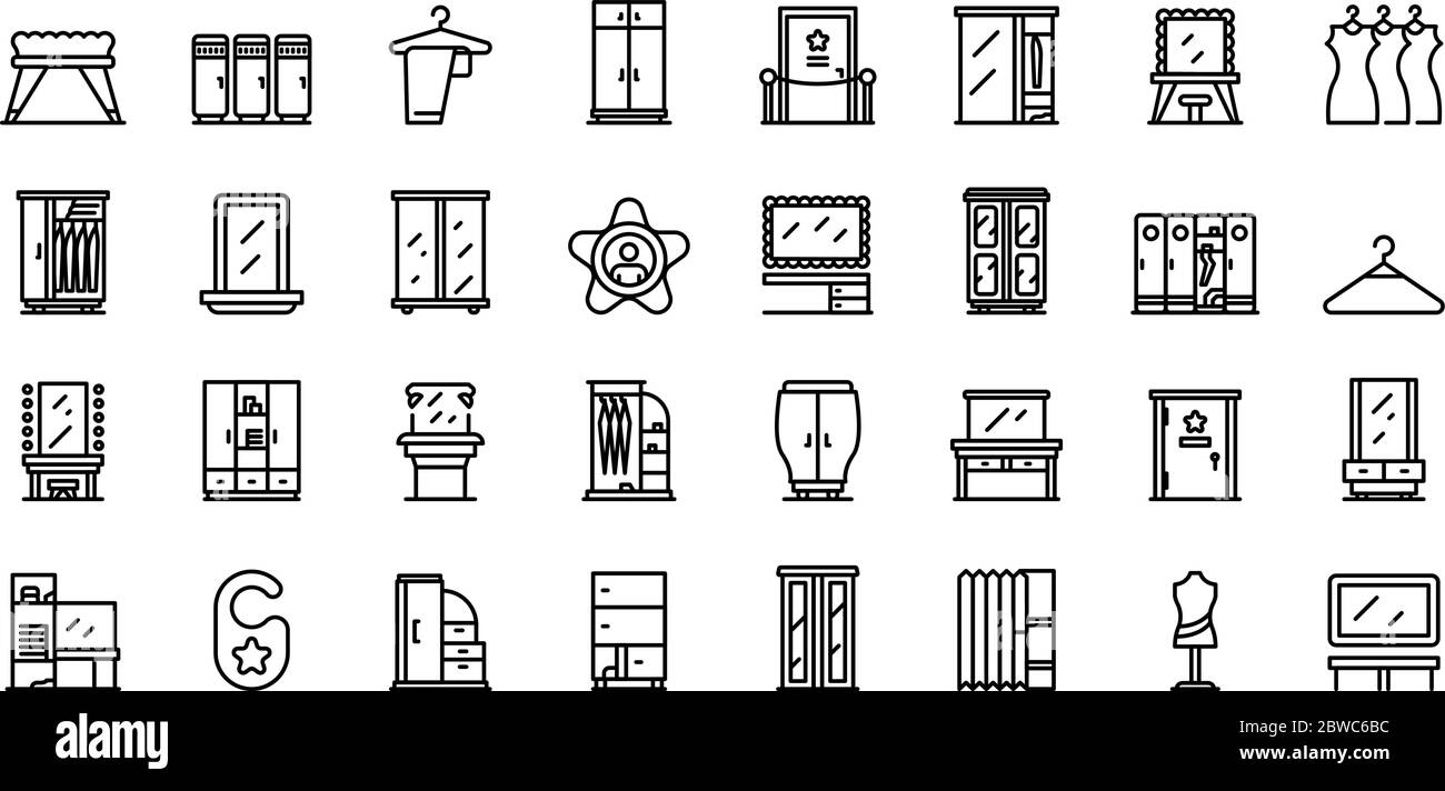 Dressing room icons set, outline style Stock Vector Image & Art - Alamy