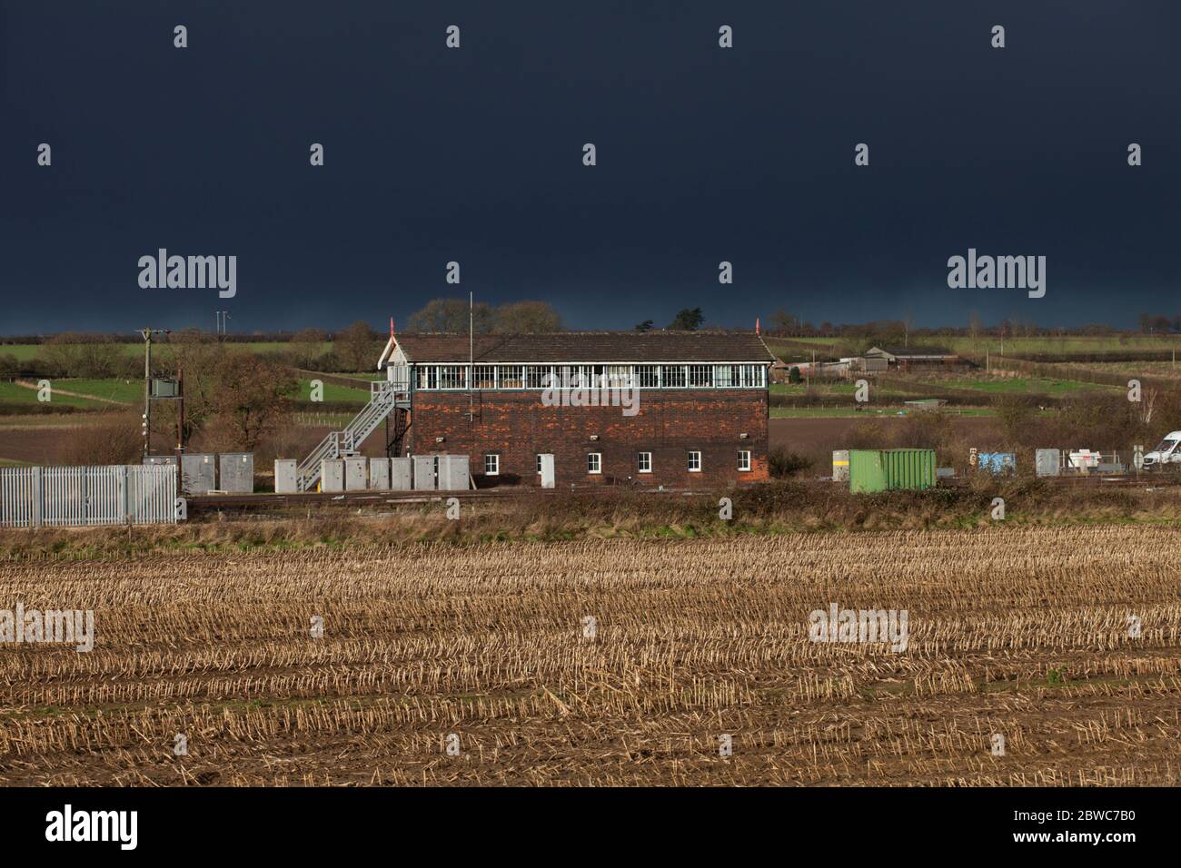 The Great central railway mechanical signal box at Wrawby Junction ...