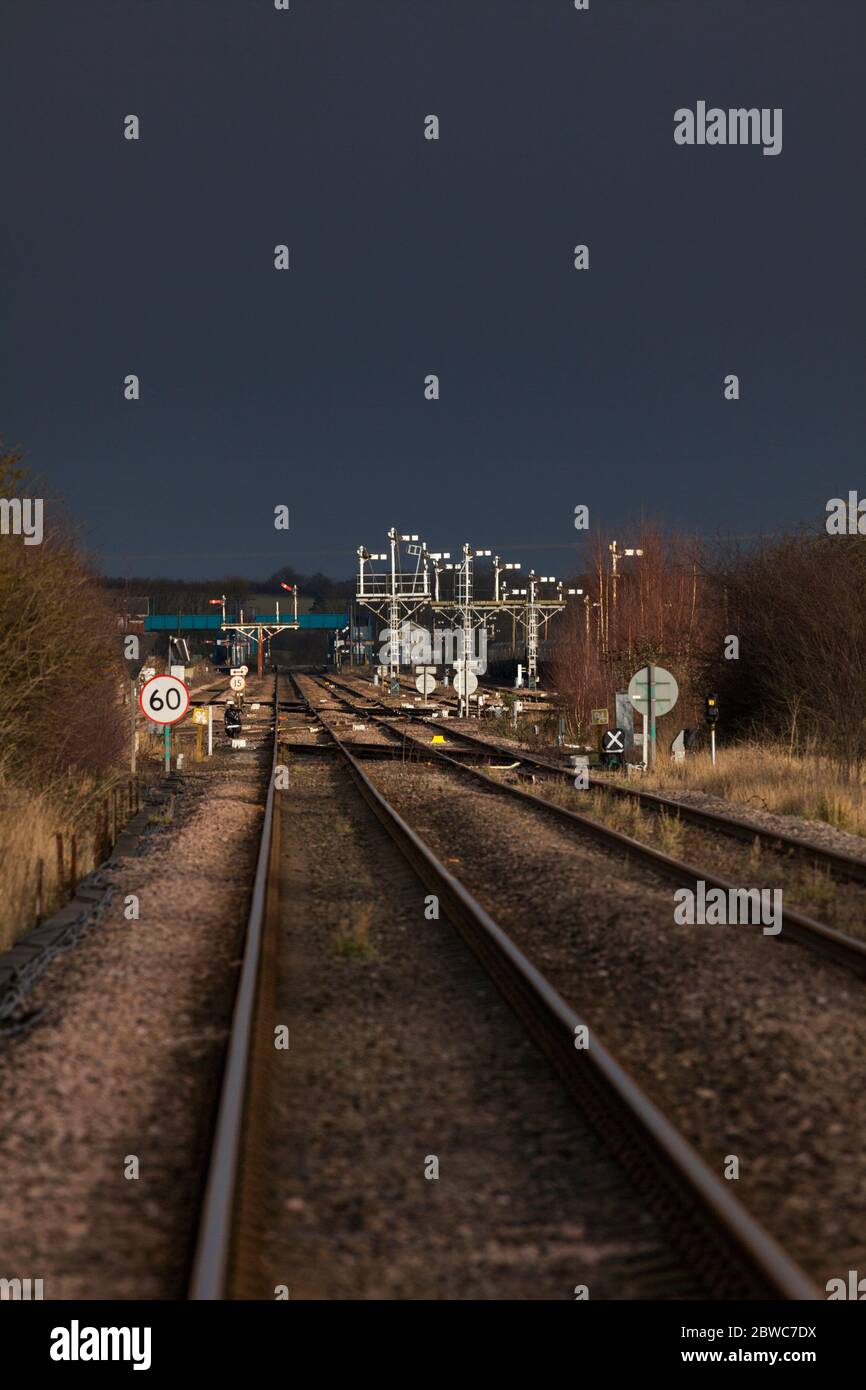 Mechanical railway signals on Network Rail at Wrawby Junction, Barnetby ...