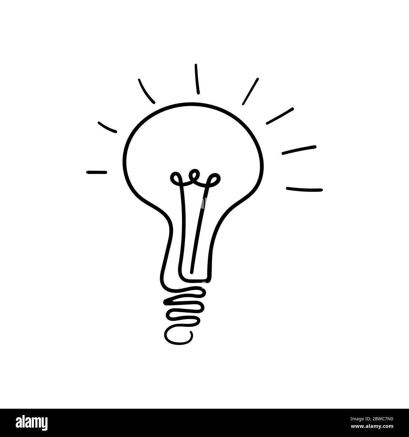 Scribble electic lamp hand drawn icon. Idea pictogram. Vector ...