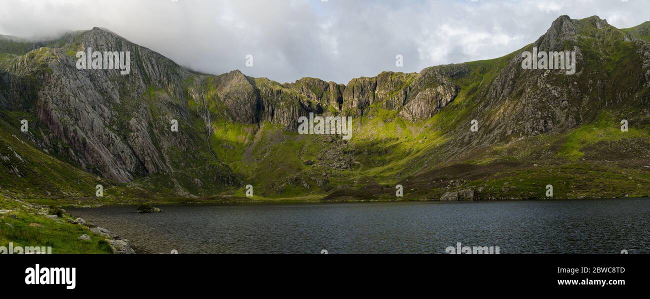 Panorama of mountains in Snowdonia Stock Photo - Alamy