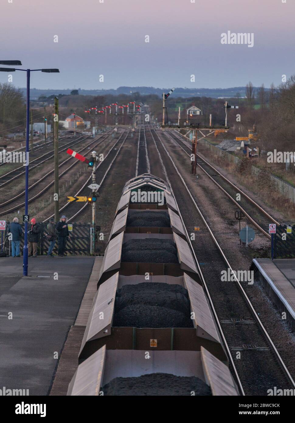 Freightliner merry go round coal train passing the mechanical semaphore ...
