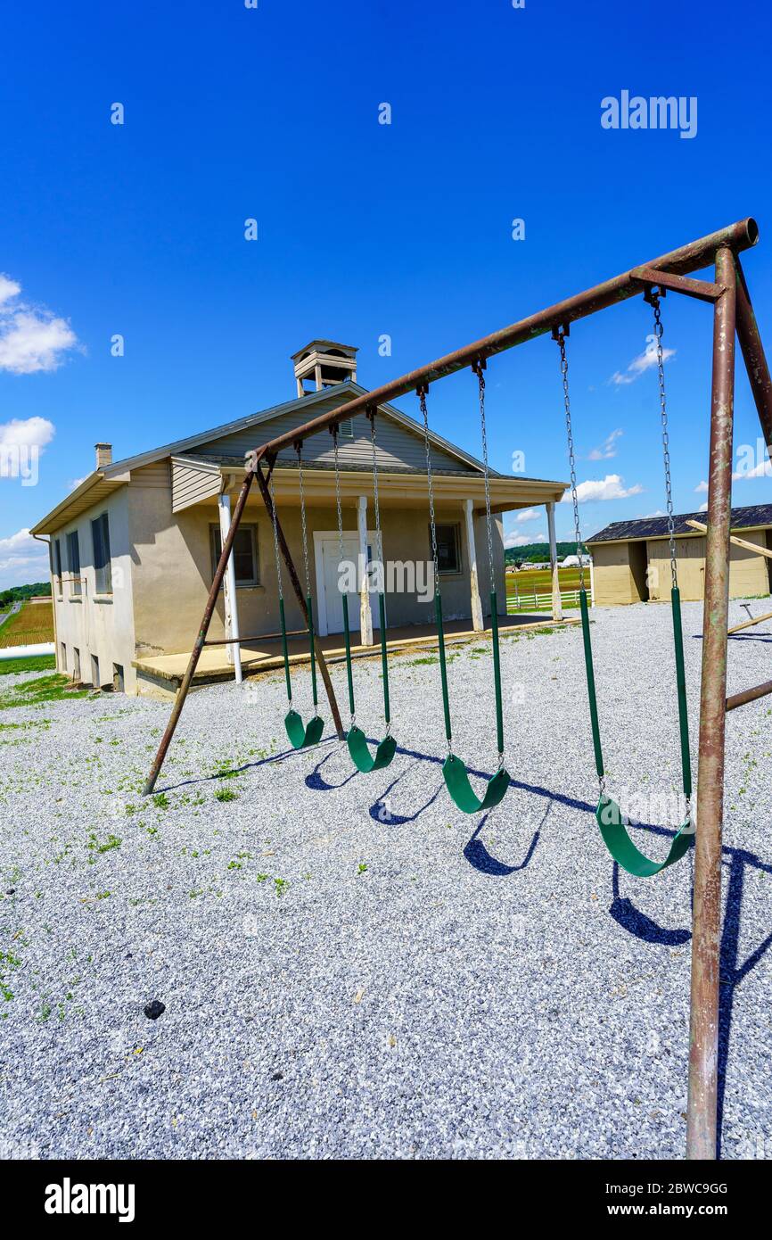 Gordonville, PA, USA / May 30, 2020: An one-room Amish schoolhouse, now ...