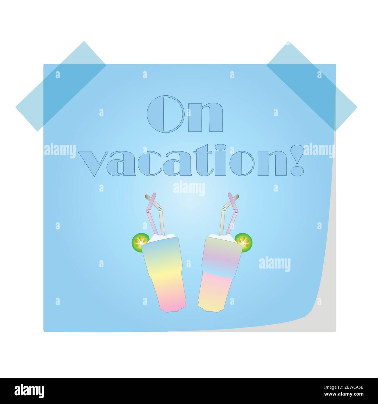 on vacation post note paper with cocktails - summer concept Stock ...