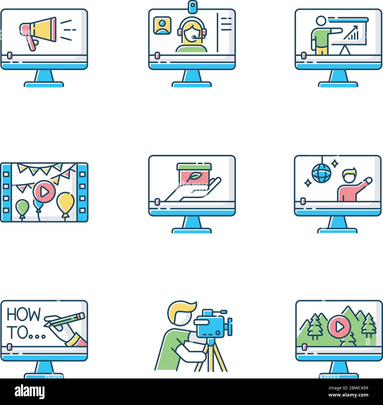 Videography RGB color icons set Stock Vector Image & Art - Alamy