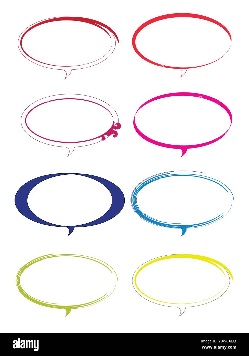 set of eight dialogue boxes in multiple shapes and colors vector Stock ...