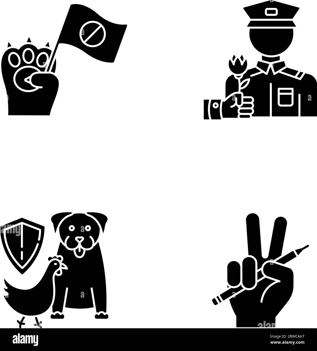 Social activism black glyph icons set on white space Stock Vector Image ...