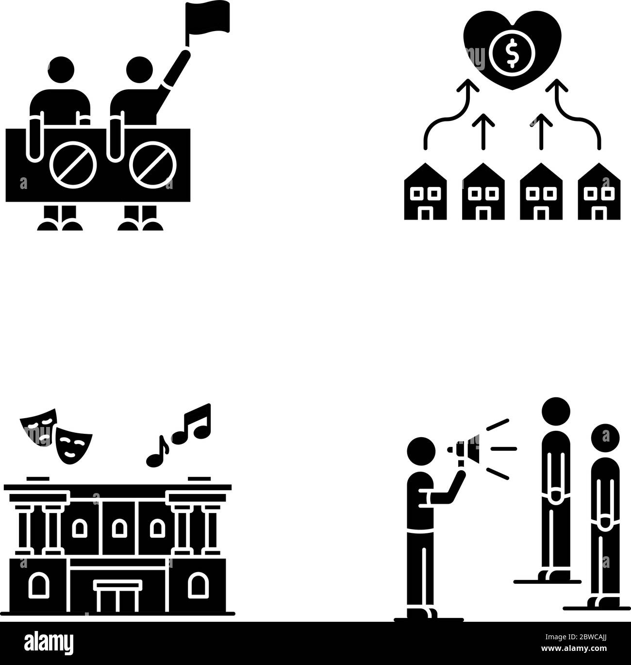 Social life black glyph icons set on white space Stock Vector Image ...