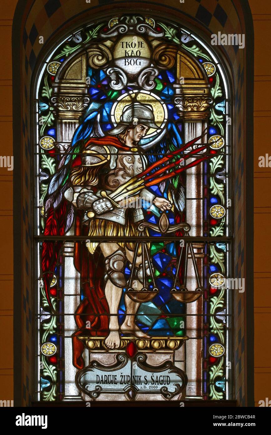 Saint Michael the Archangel, stained glass window in the parish church ...