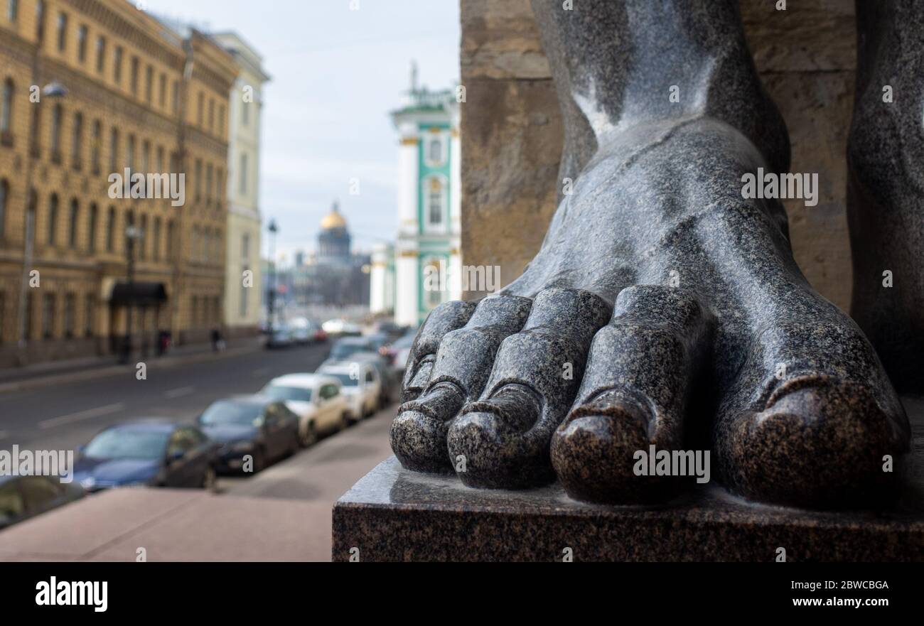 Feet of the Atlantean sculpture of the portico of the New Hermitage ...