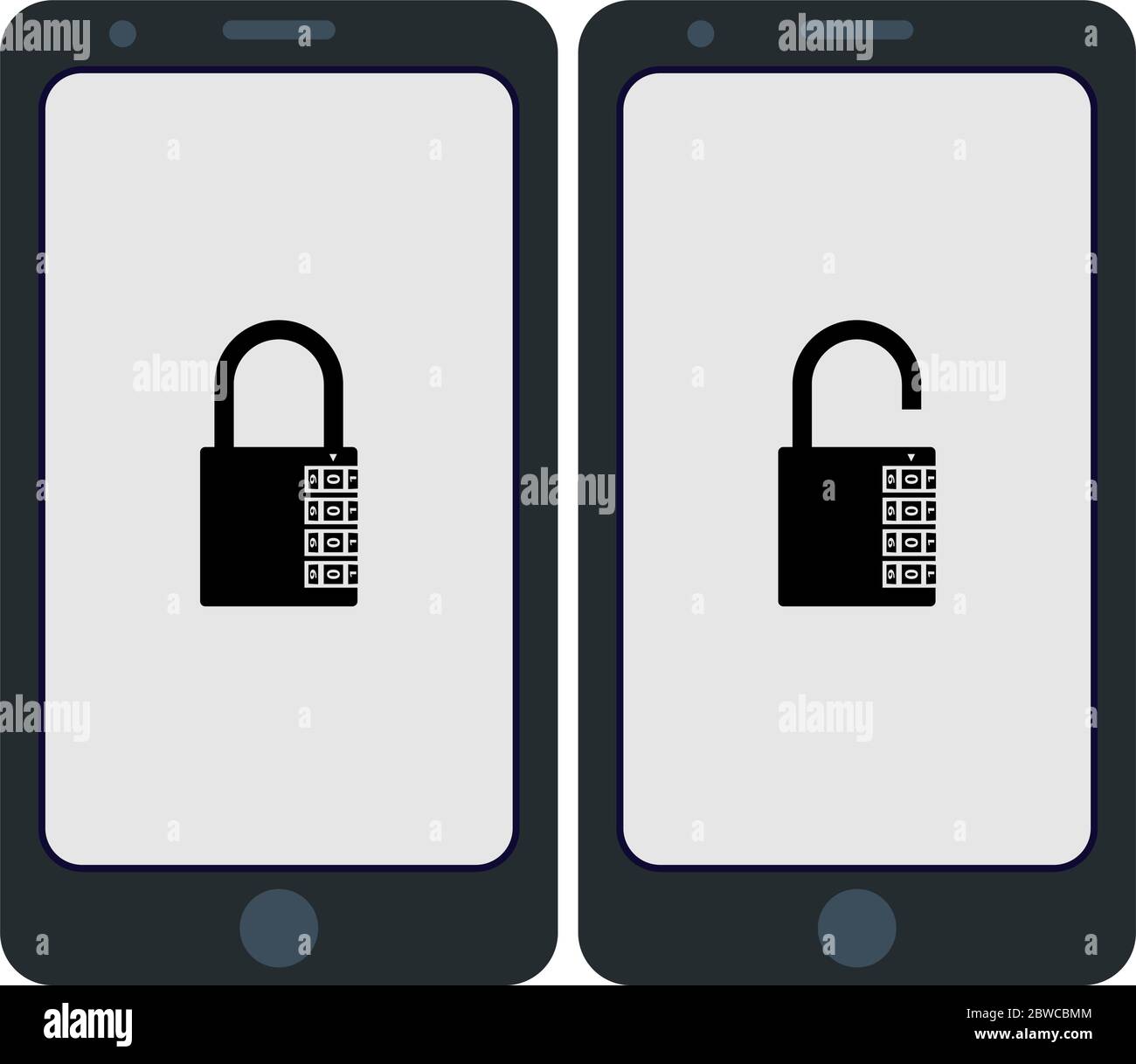 Smartphone Lock Unlock Vector Illustration Stock Vector Image & Art - Alamy