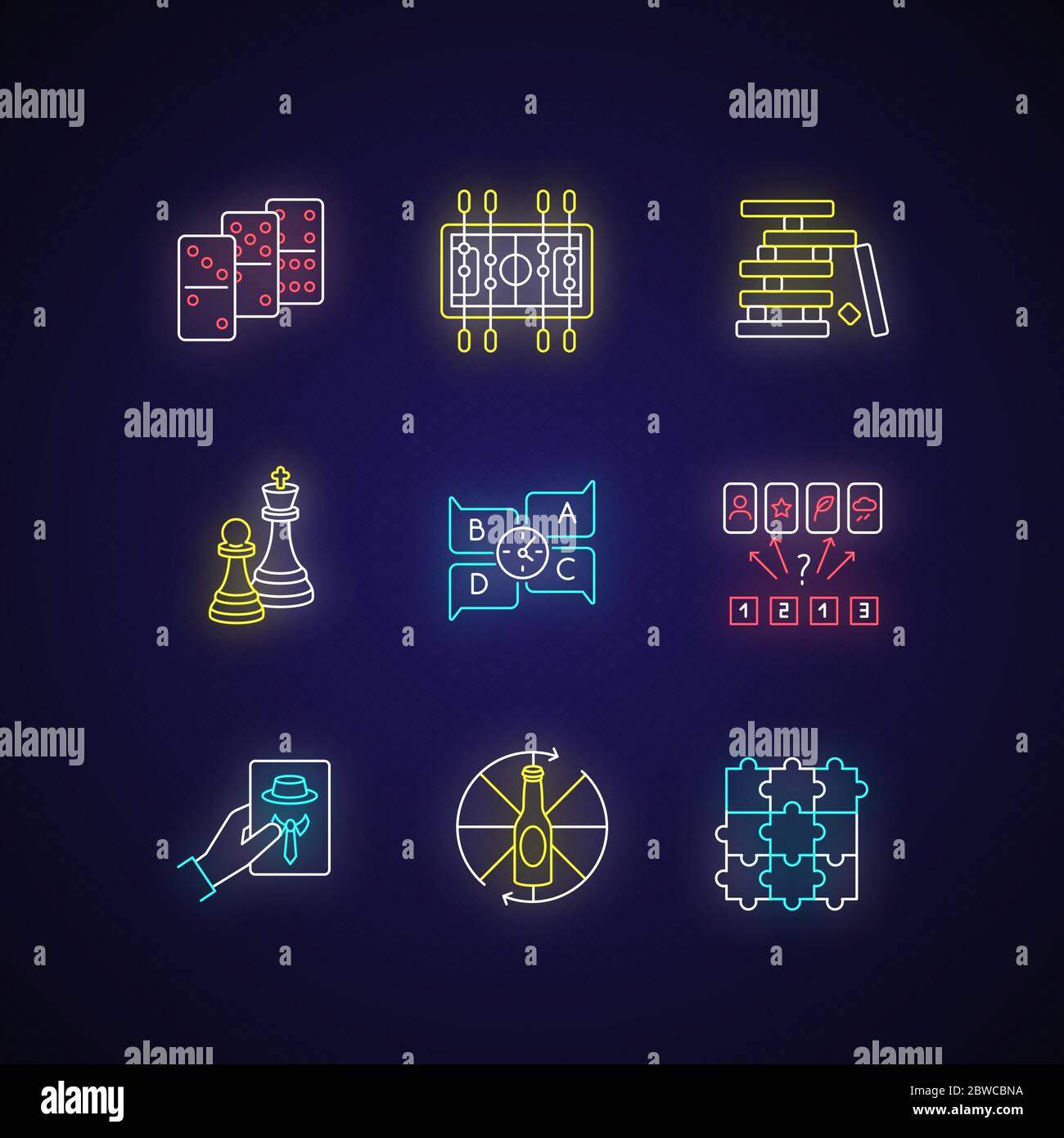 Party games neon light icons set Stock Vector Image & Art - Alamy