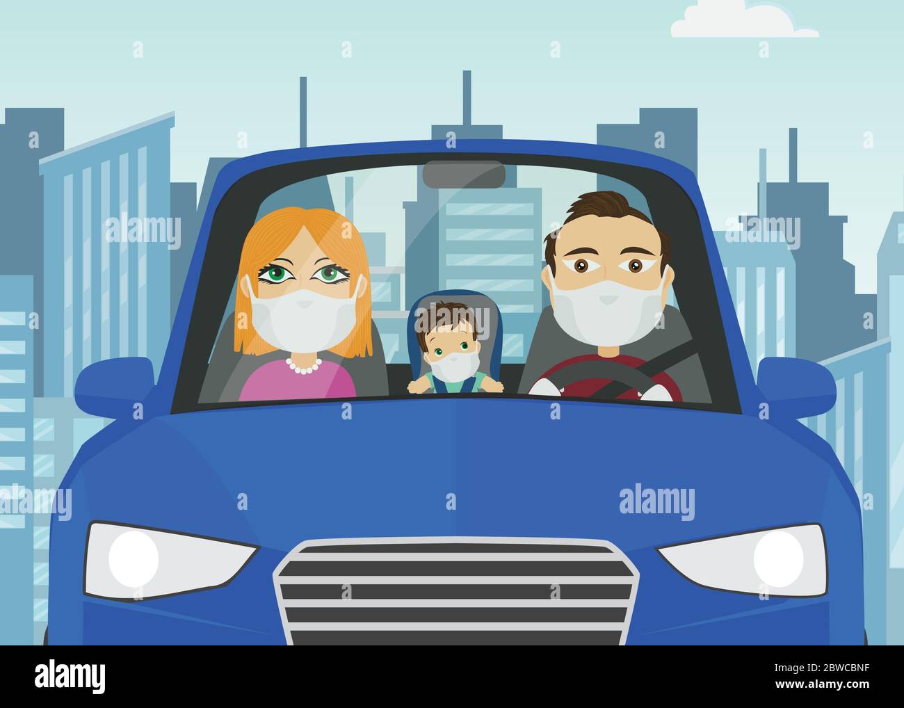 Family Driving Car Cartoon