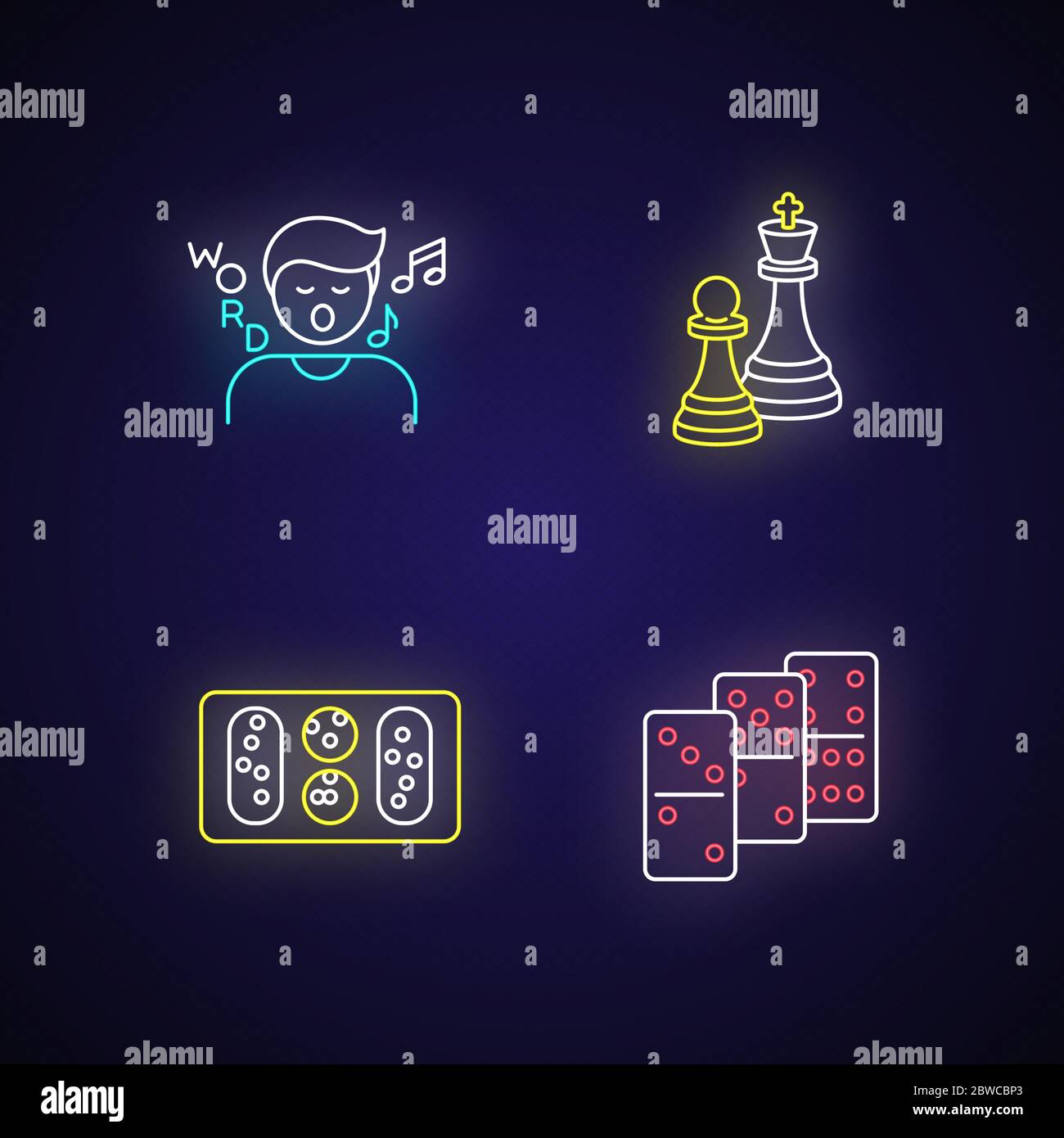 Entertainment activities neon light icons set Stock Vector Image & Art ...