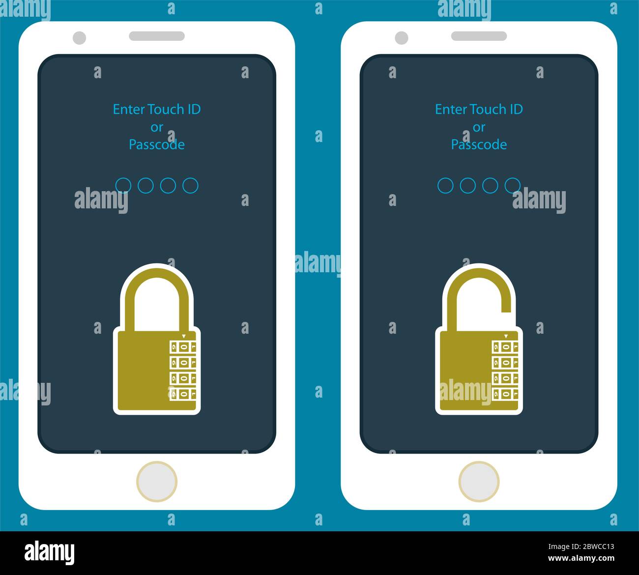 Smartphone Lock Unlock Vector Illustration Stock Vector Image & Art - Alamy
