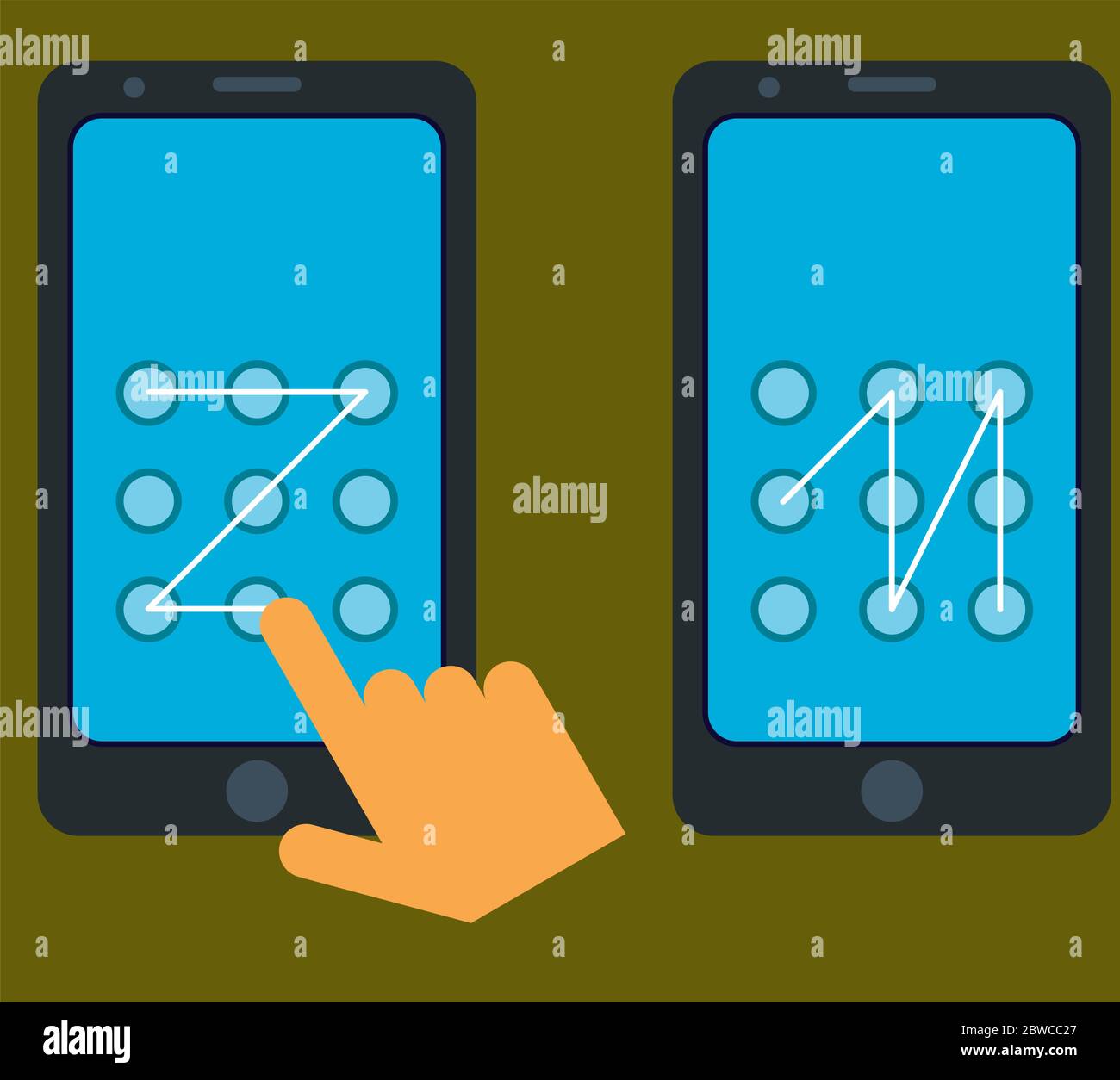 Smartphone Unlock Pattern Gesture Vector Illustration Stock Vector ...