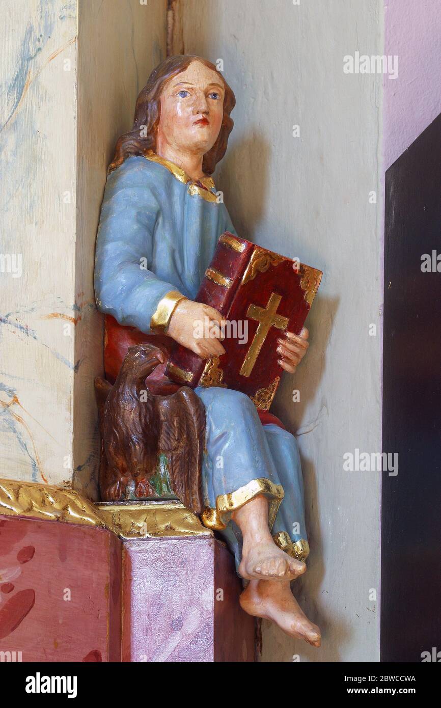 Saint John statue at the pulpit at Holy Trinity Church in Krapinske ...