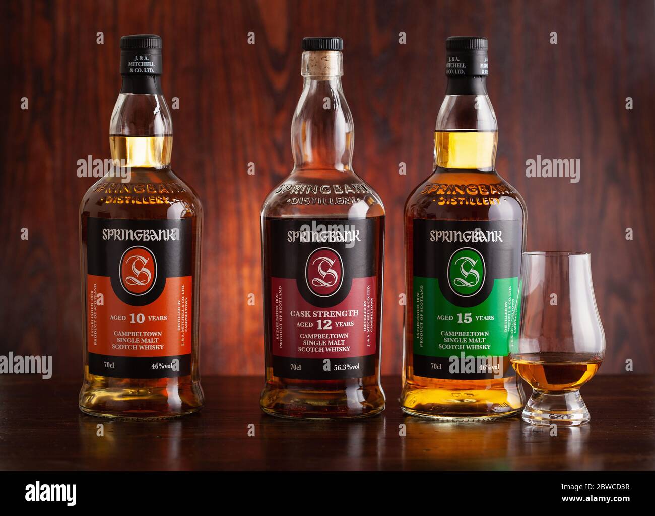 Trondheim, Norway - May 26 2020: Springbank single malt scotch whisky ...