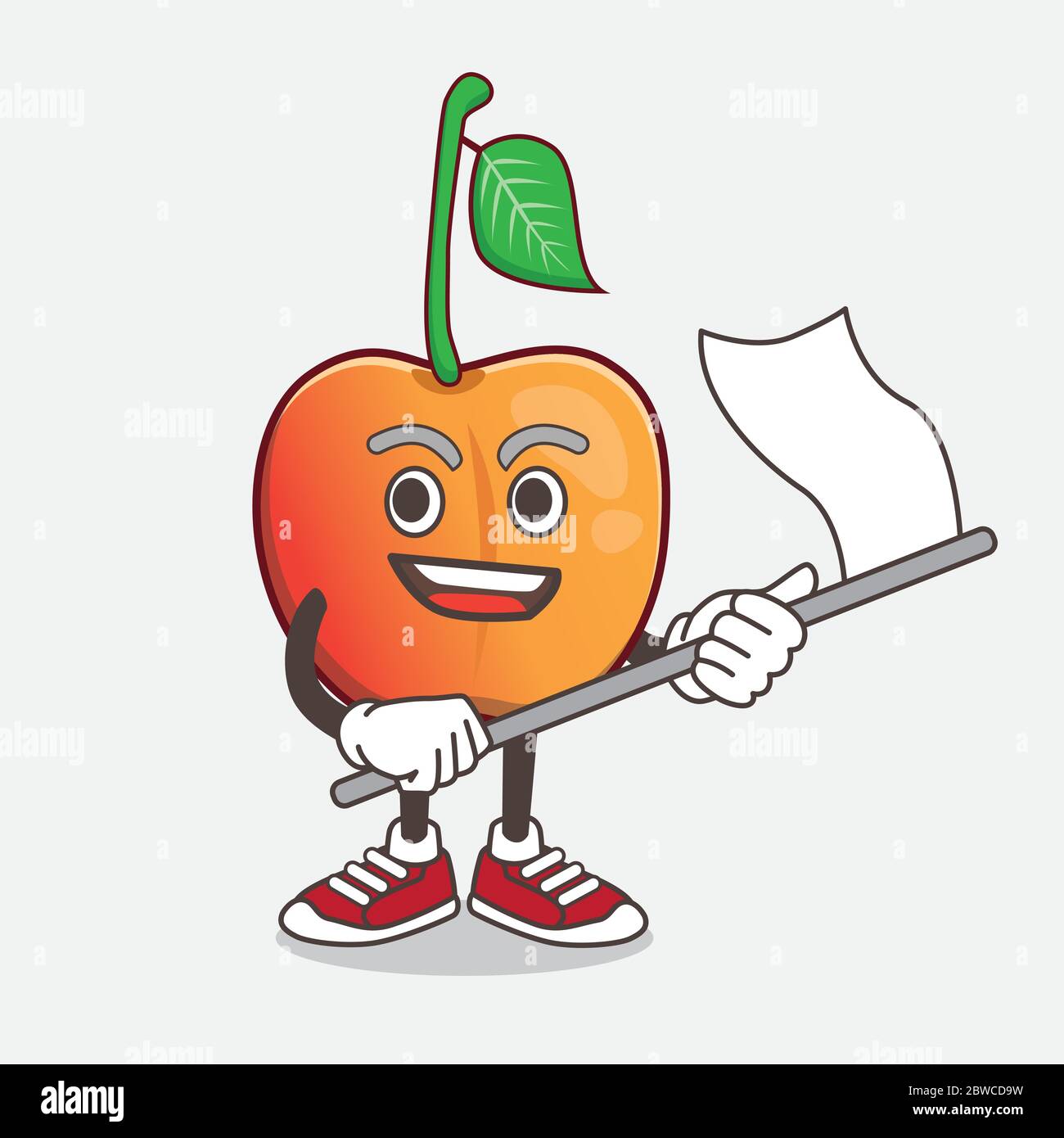 An illustration of Royal Ann Cherry cartoon mascot character waving a ...