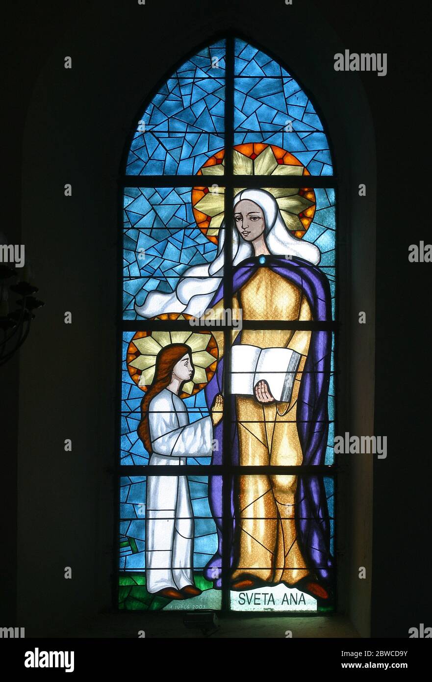 Saint Anne, Education of the Virgin Mary, stained glass window at Our ...