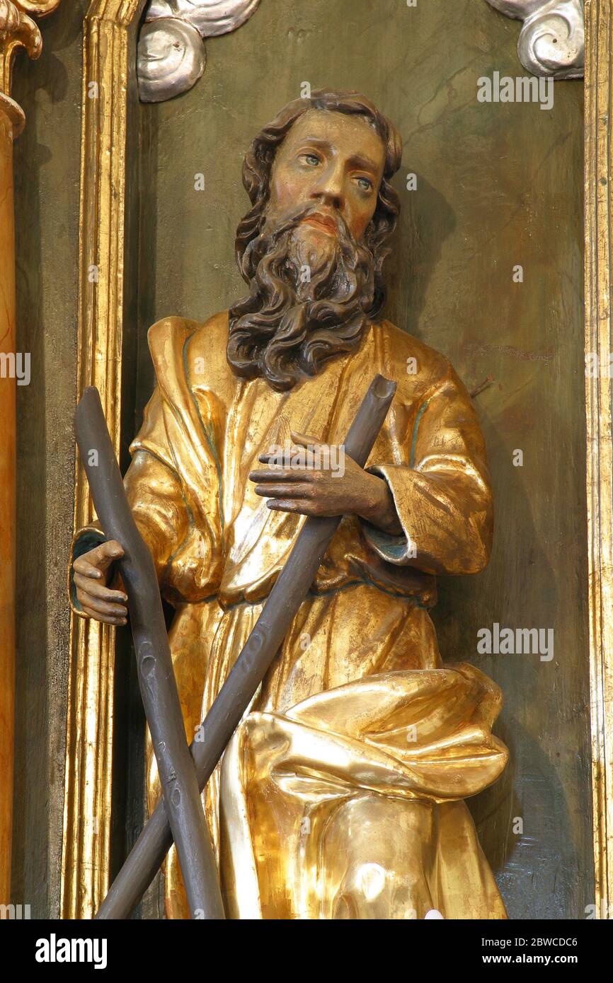 St. Andrew, statue on the high altar in the parish church of St. Peter ...