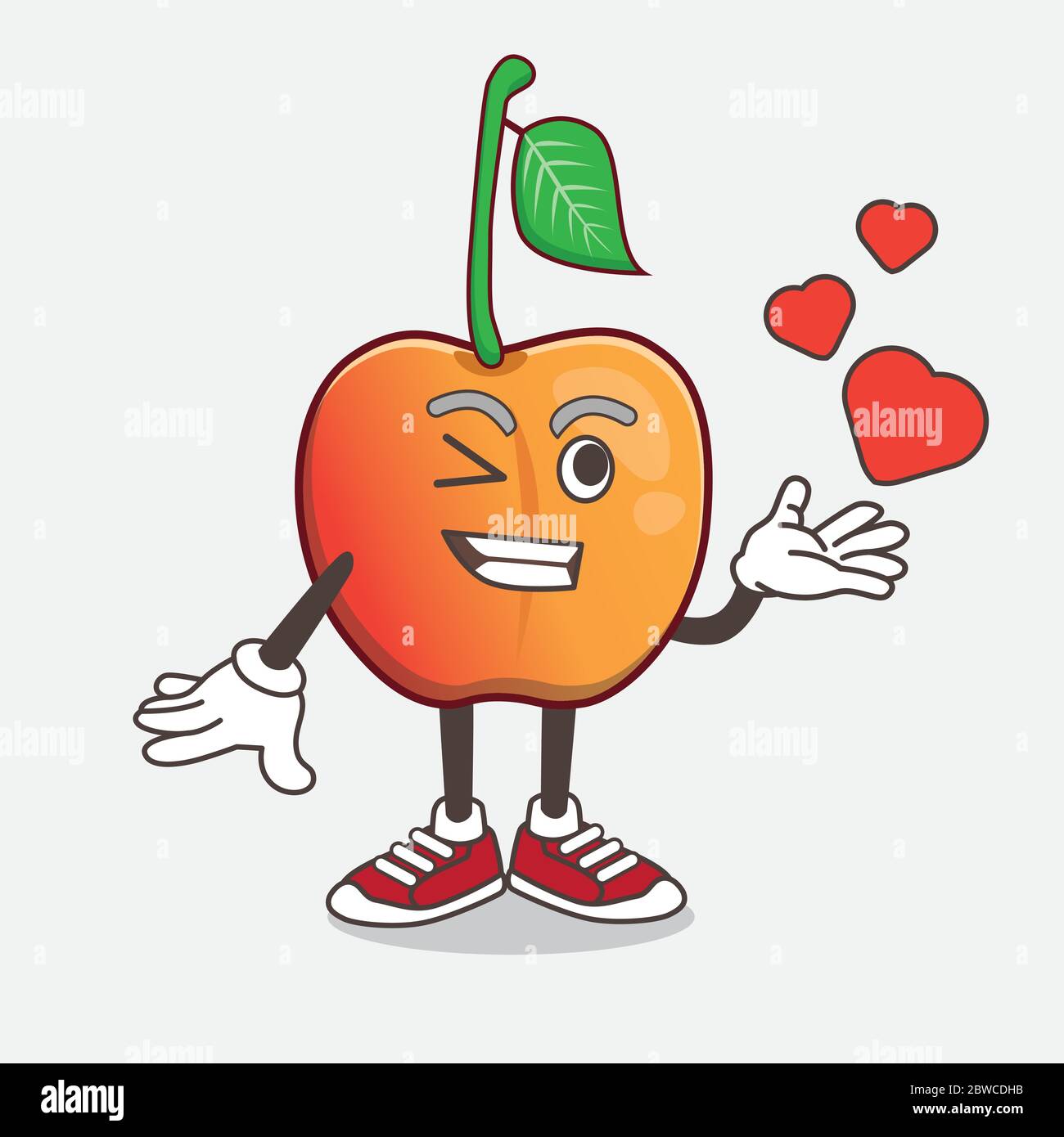 An illustration of Royal Ann Cherry cartoon mascot character teasing ...