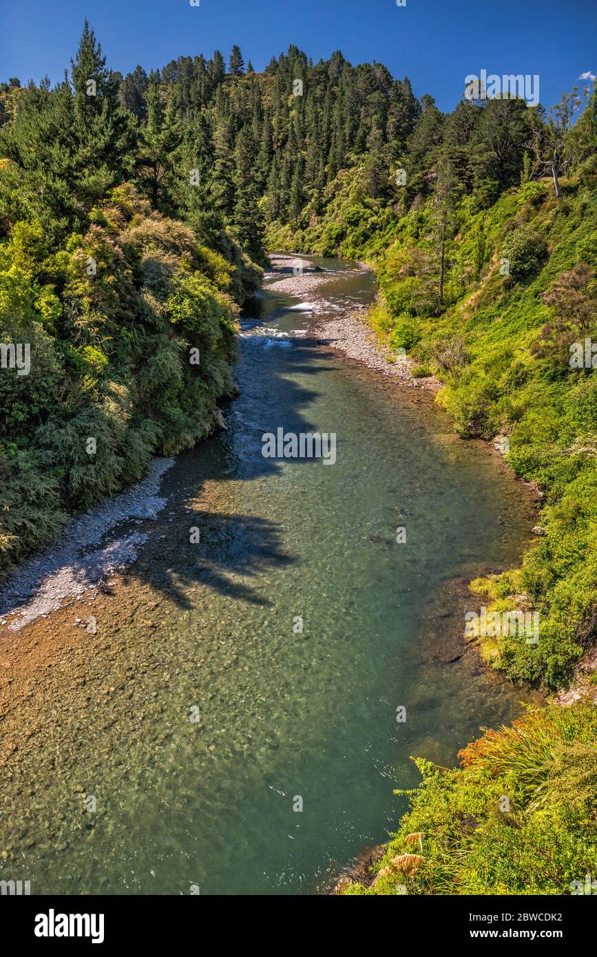 Ngaruroro River, Kaweka Range mountains, Kaweka Forest Park, from ...