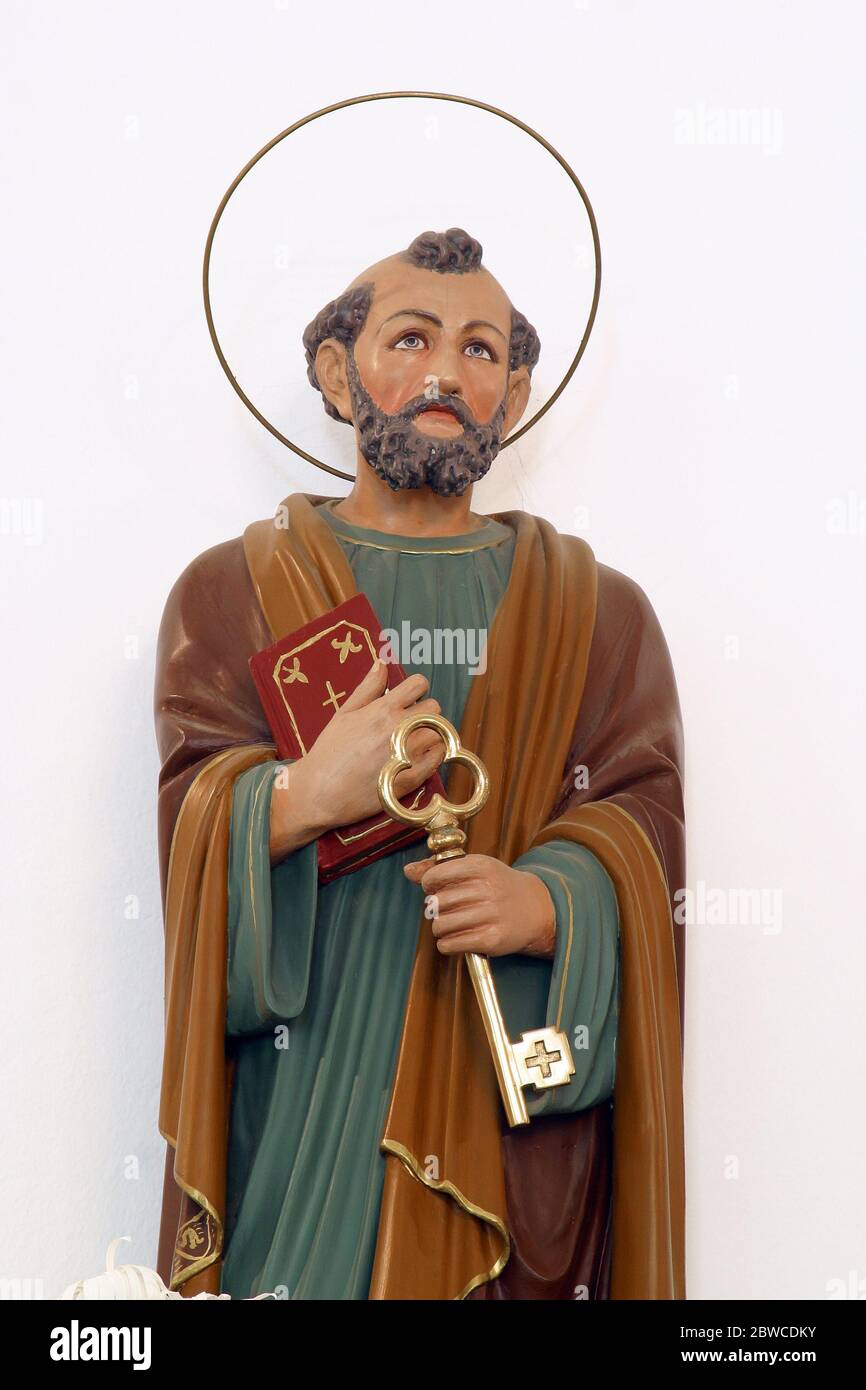 Saint Peter statue in the parish church of Saint Michael the Archangel ...
