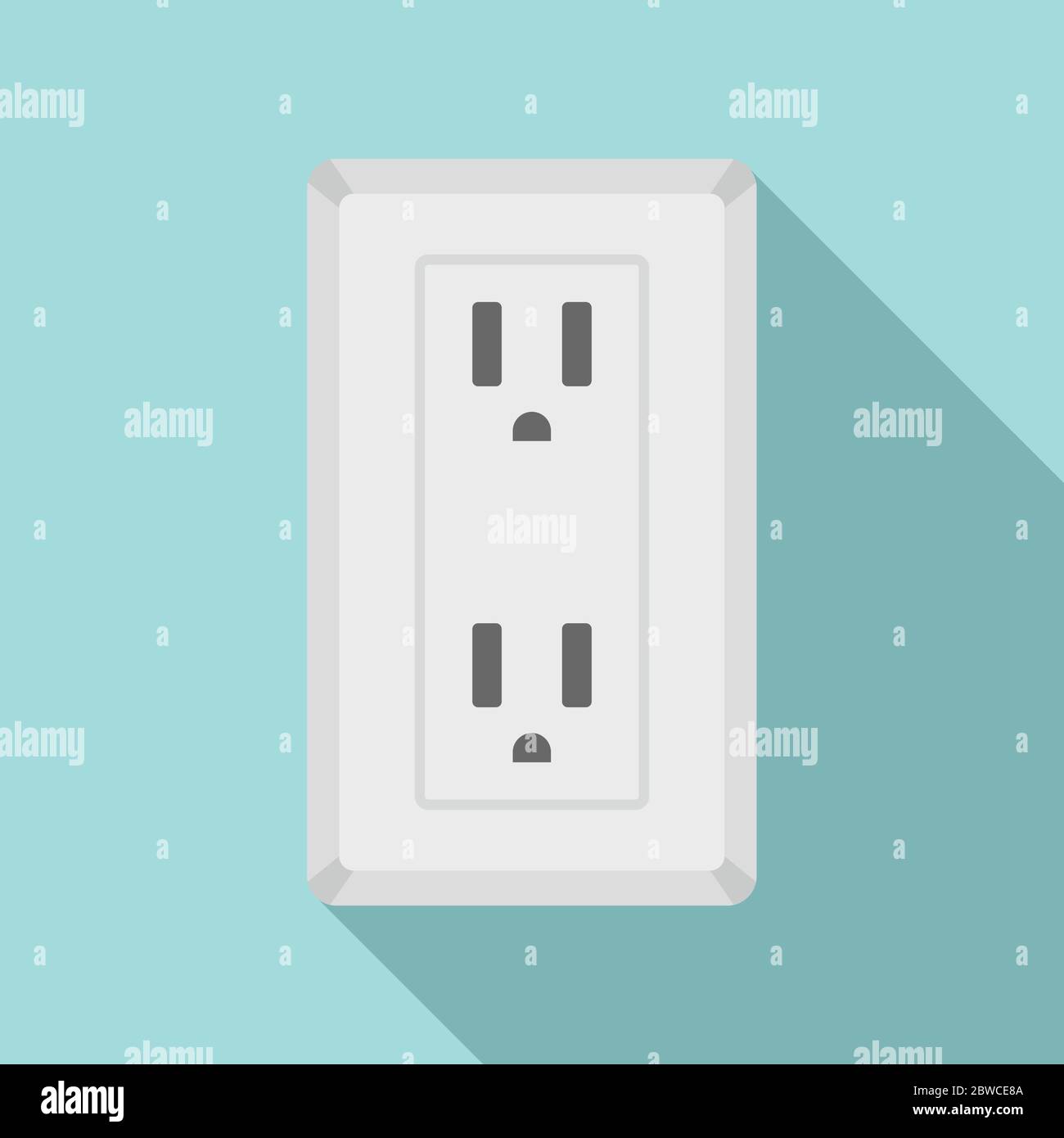 Double type B power socket icon. Flat illustration of double type B ...