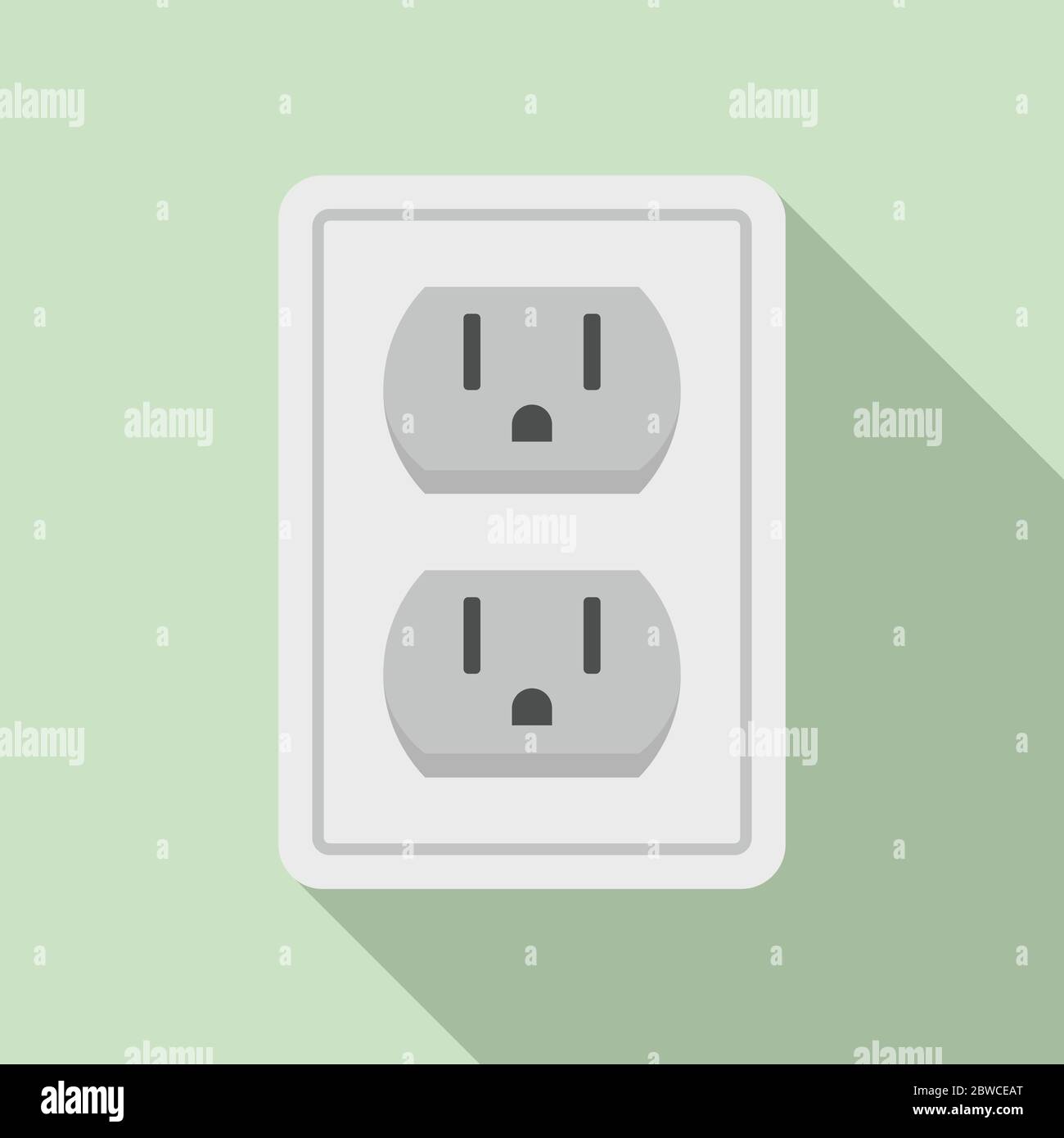 Double power socket icon. Flat illustration of double power socket ...