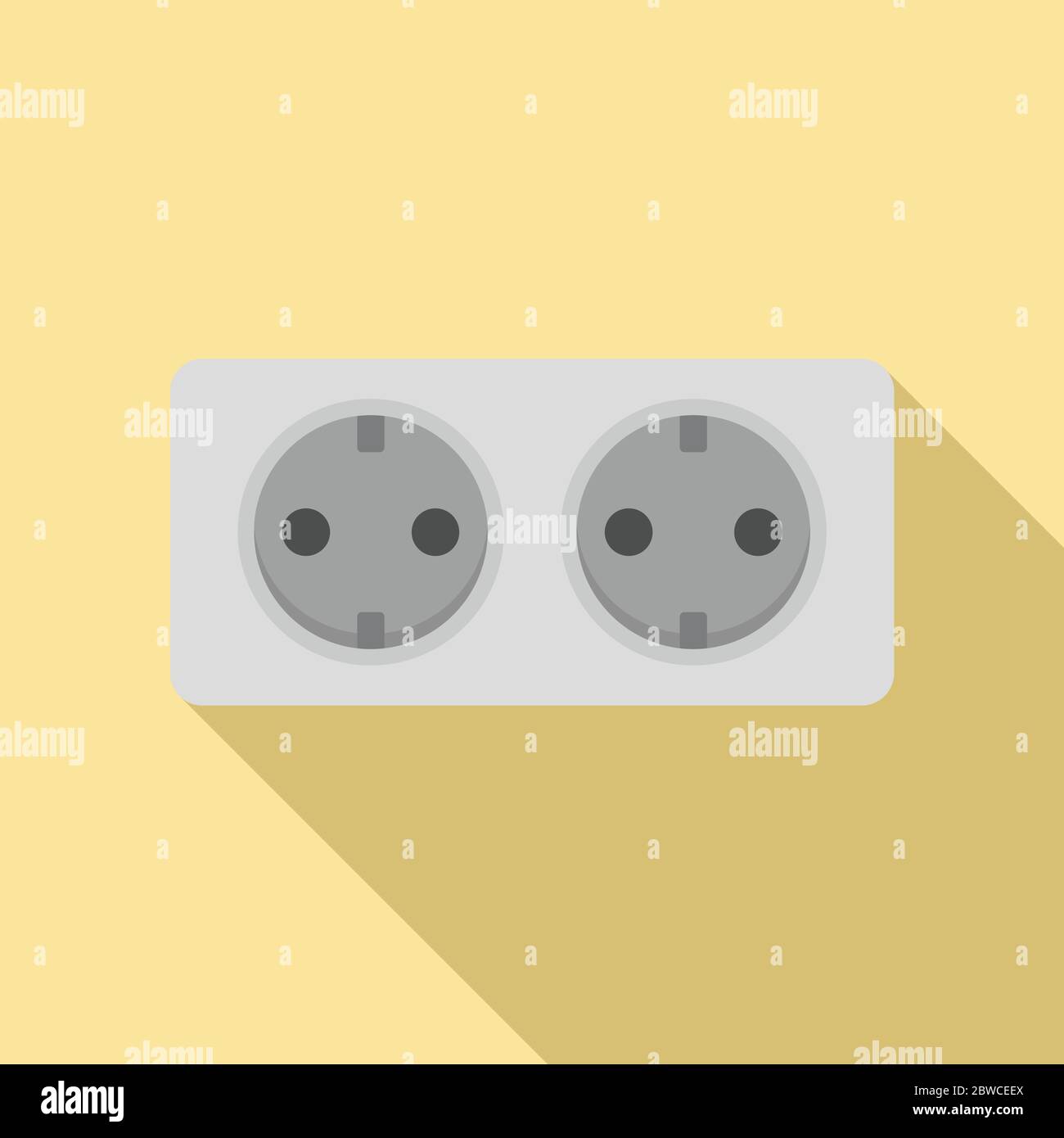 Double wall power socket icon. Flat illustration of double wall power ...