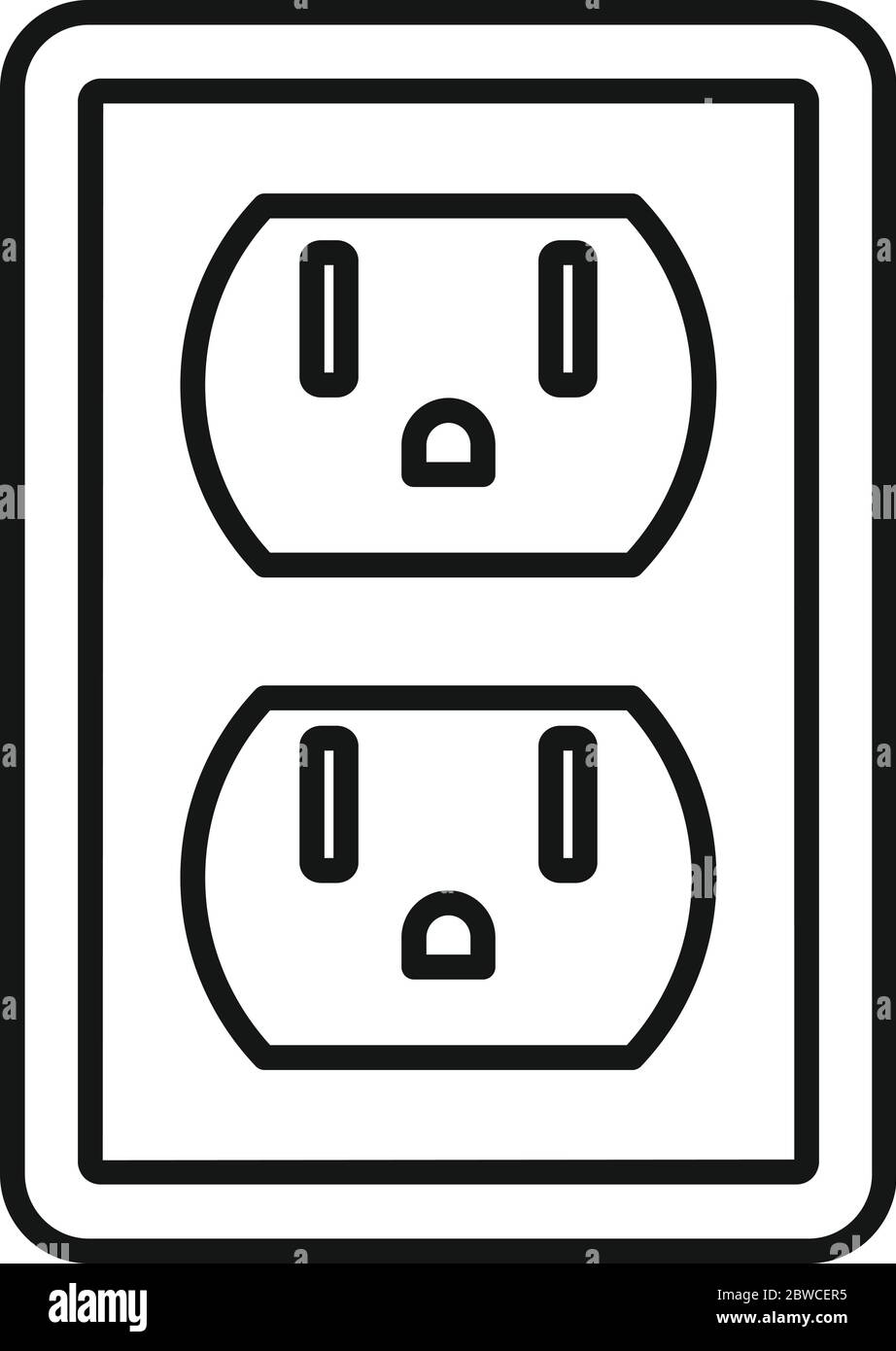 Double power socket icon. Outline double power socket vector icon for ...