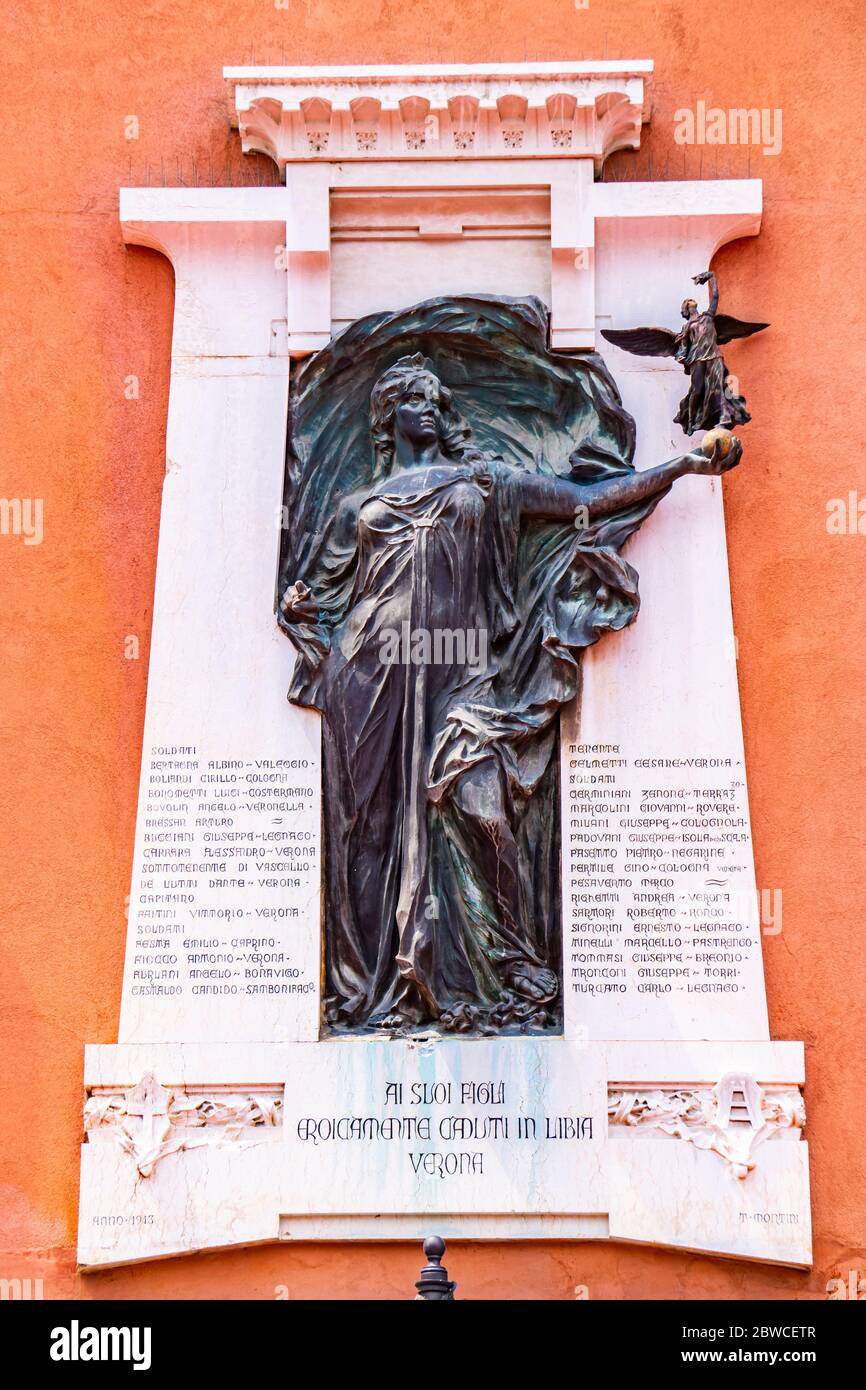 View at plaque to commemorate those killed in the Libyan war in 1911 ...