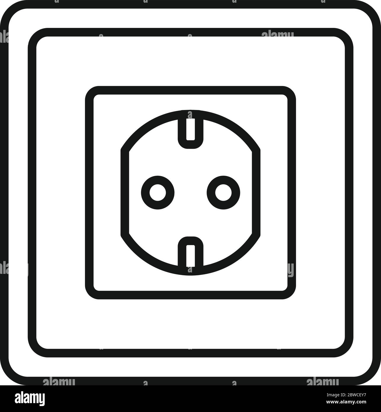 Type f power socket icon. Outline type f power socket vector icon for ...
