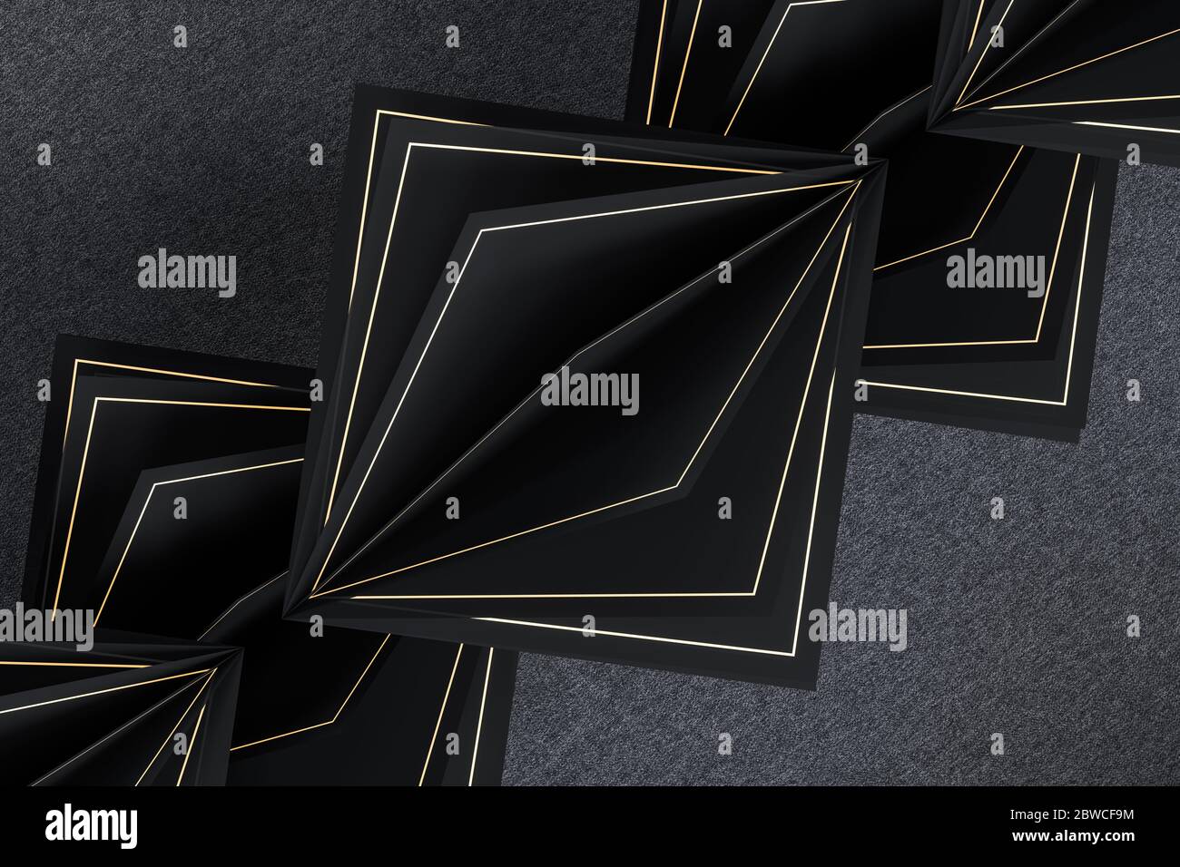 Geometrical background with cubic paper squares, 3d rendering. Computer ...