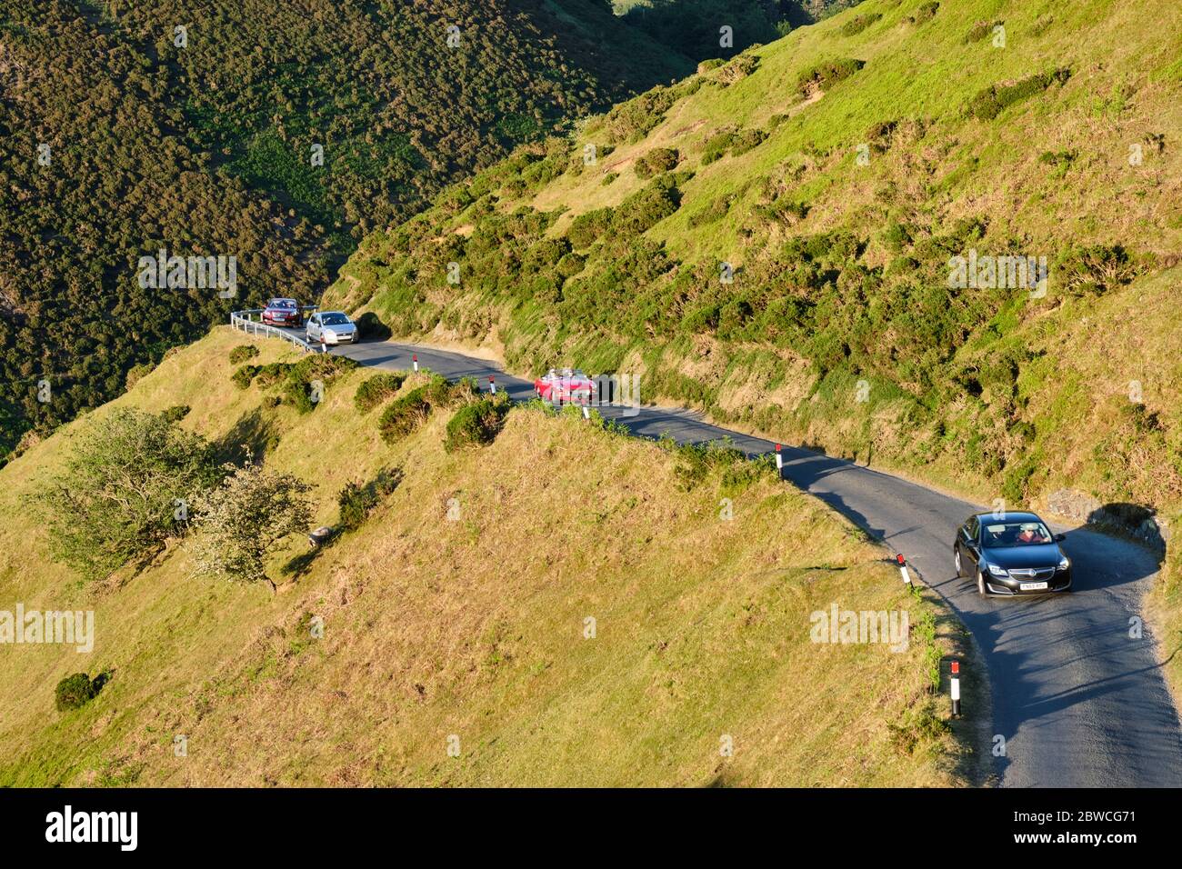 Cars on The Burway, on the Long Mynd, Church Stretton, Shropshire Stock ...