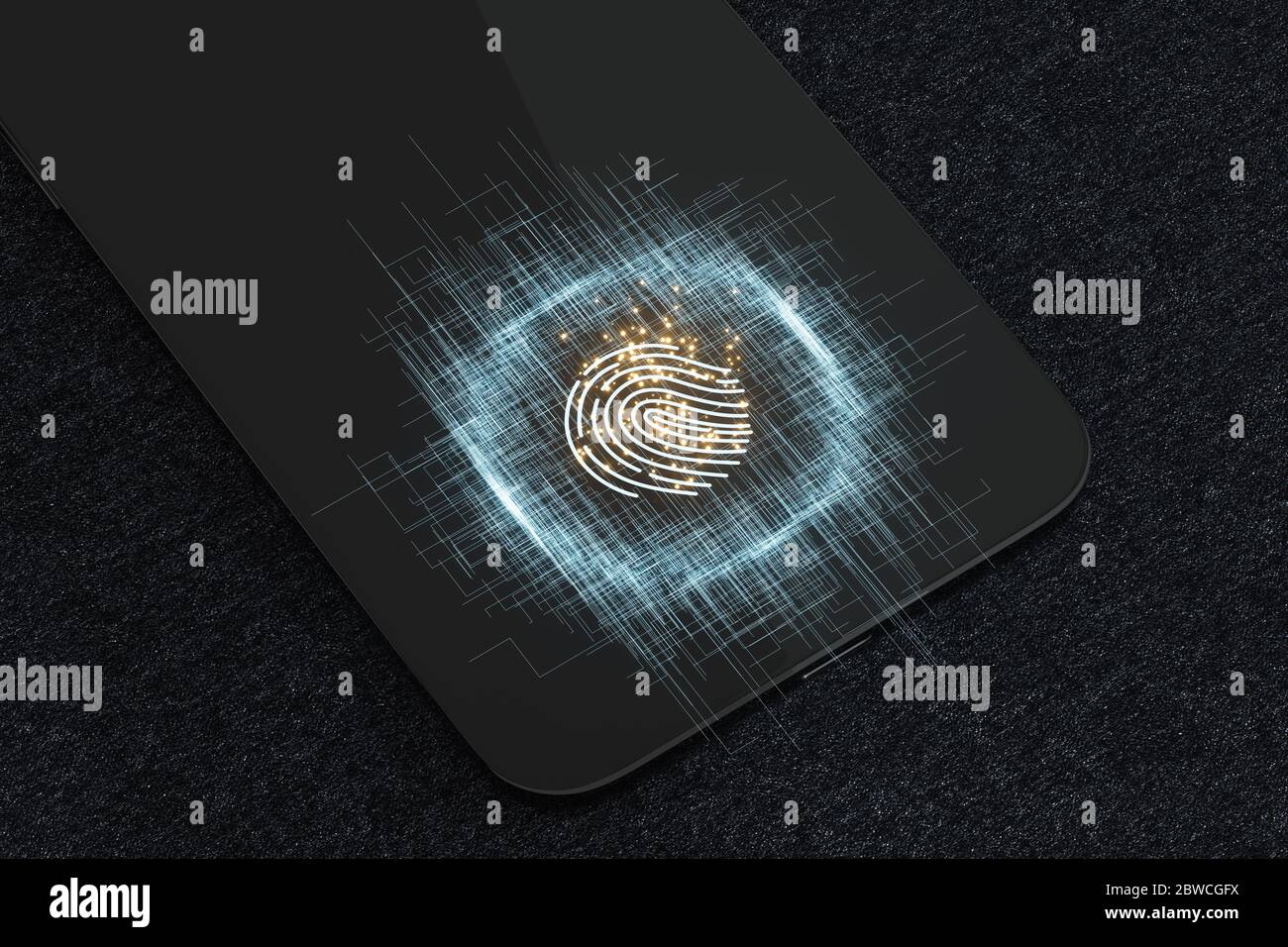 Fingerprint identification concept, technological background, 3d ...