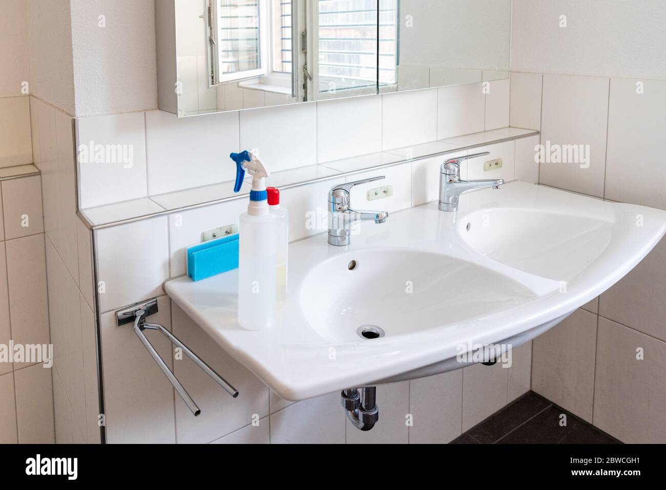 Interior view of a very clean and modern bathroom in a residence with ...