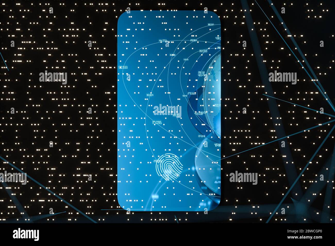 Fingerprint identification concept, technological background, 3d ...