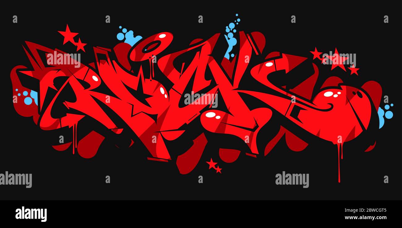 Abstract Word Rock Graffiti Style Font Lettering Vector Illustration ...