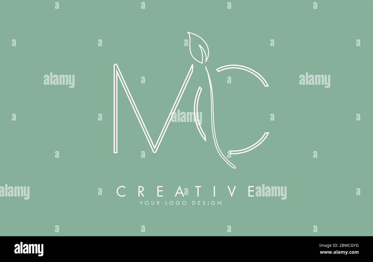 Leaf Cut MC M C Letters and green background for business. Eco Letter ...