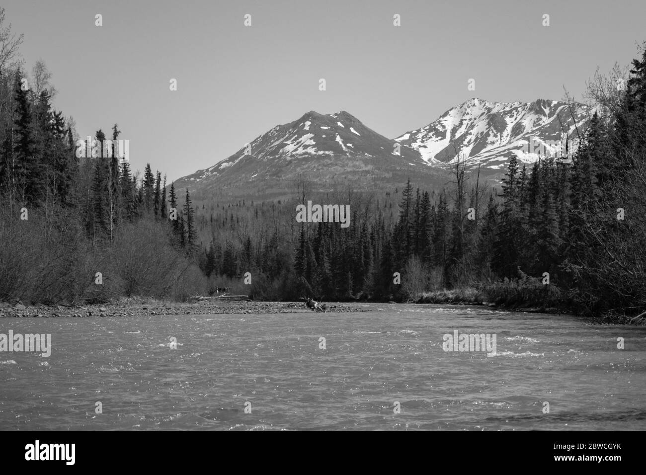 The Eagle River running low in the Alaskan spring Stock Photo - Alamy