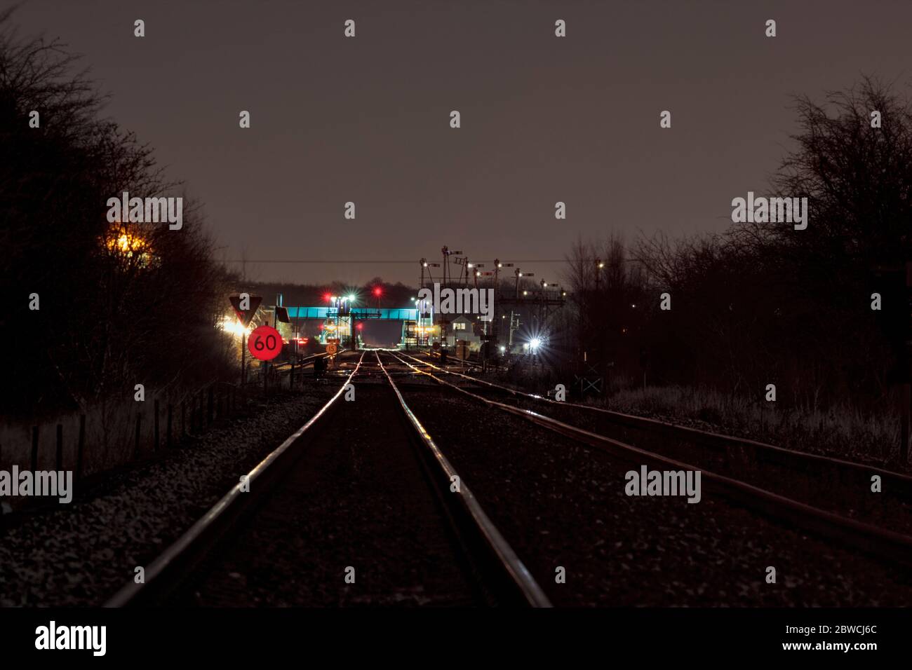 Wraby Junction, Barnetby, view looking down the line the night the ...