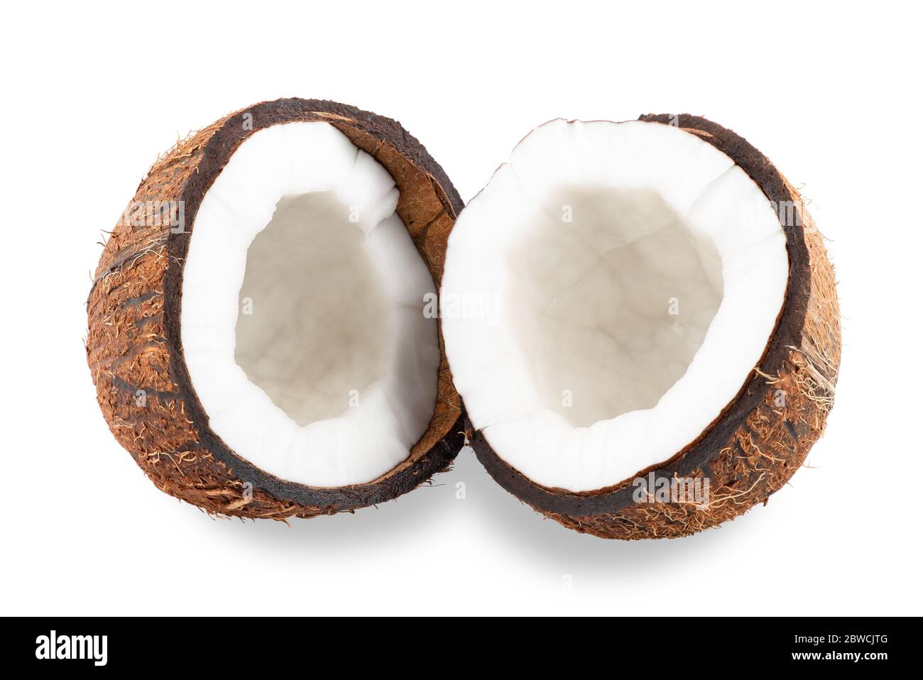 Two half coconut isolated on a white background. Clipping path Stock ...