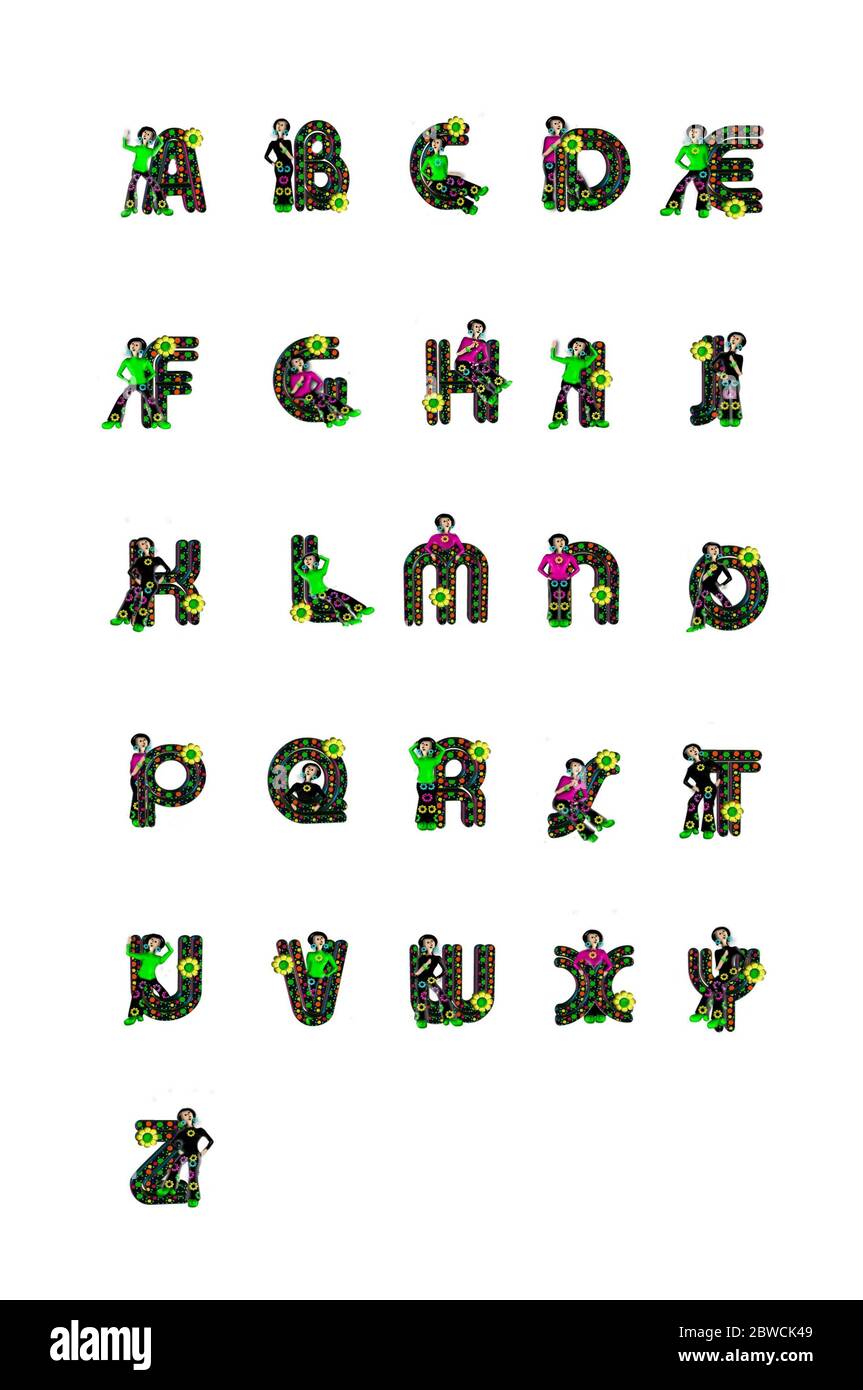 Alphabet Flower Power Set Stock Photo - Alamy