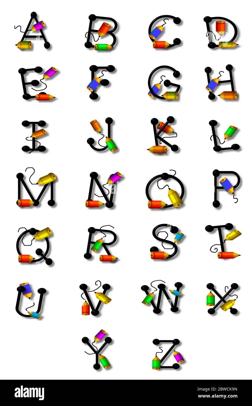 Alphabet Als Dot to Dot Set Stock Photo - Alamy