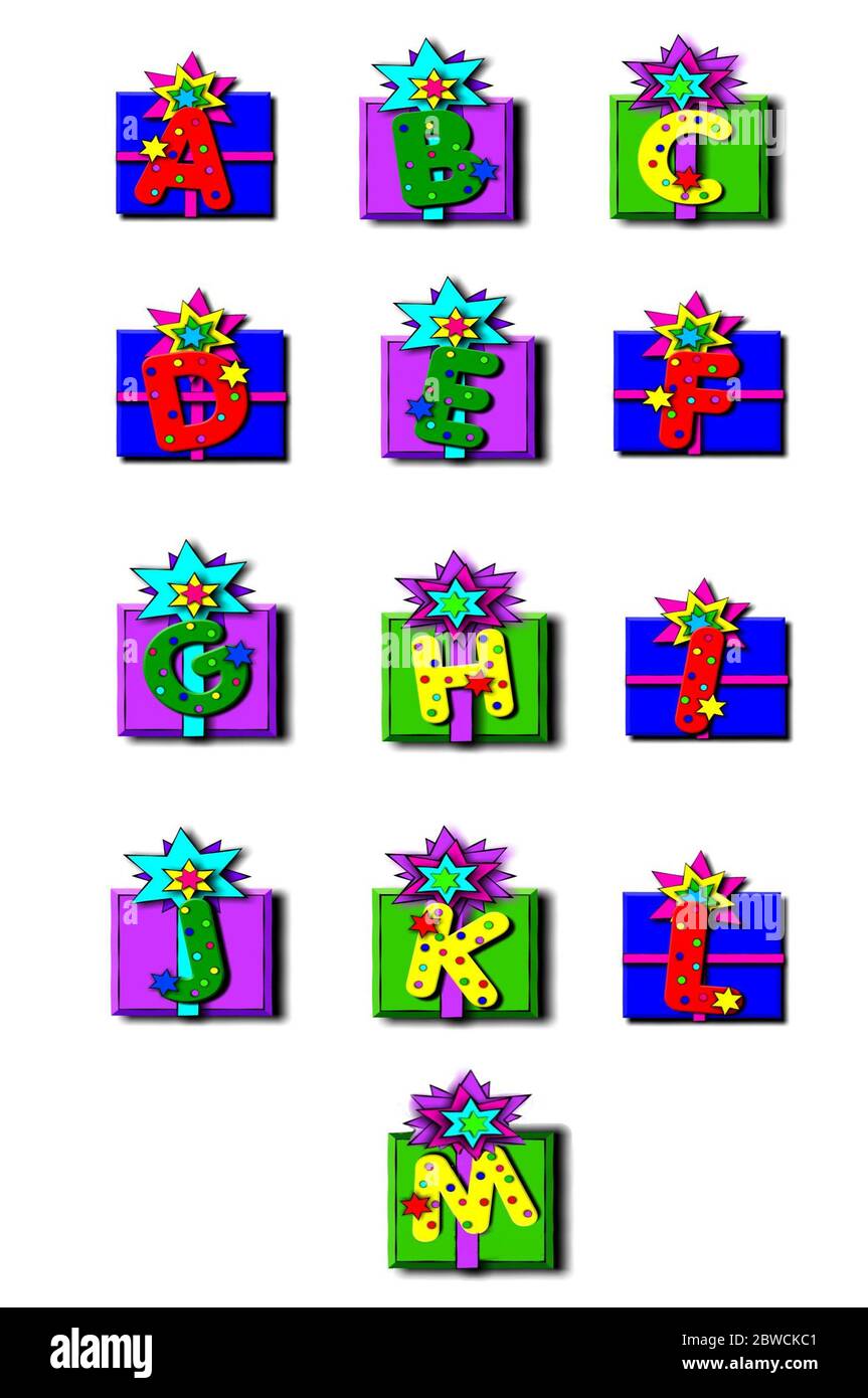 Alphabet Birthday Boxes Stock Photo - Alamy