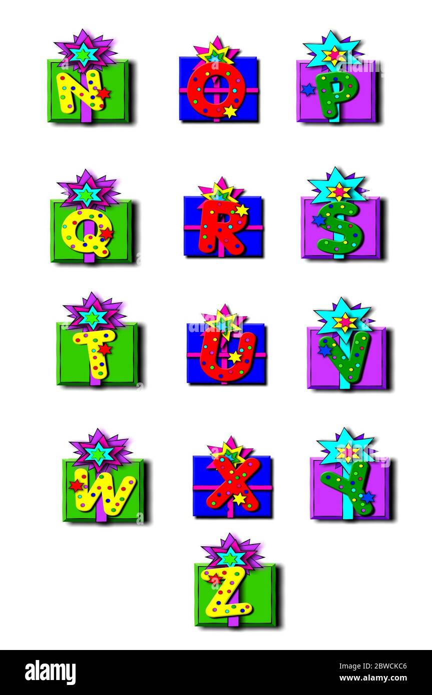 Alphabet Birthday Boxes Stock Photo - Alamy